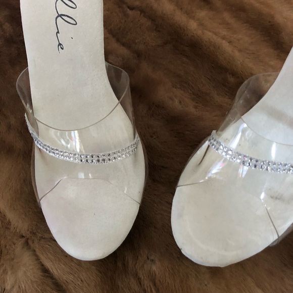 Ellie | Shoes | Clear Rhinestone Heels Mule Transparent Classy Pvc ...